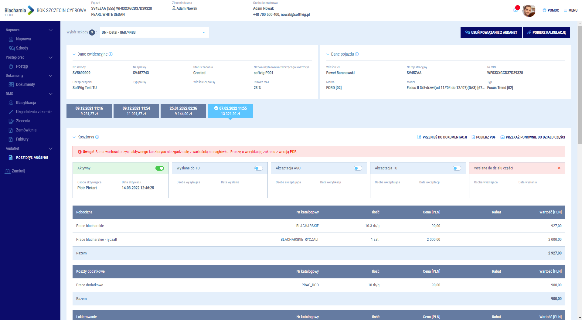 Teczka naprawy - Sprzęg AudaNet [Centrum Pomocy]
