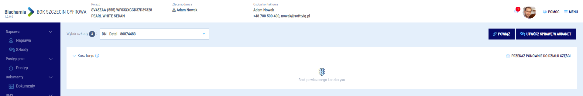 Teczka naprawy - Sprzęg AudaNet [Centrum Pomocy]