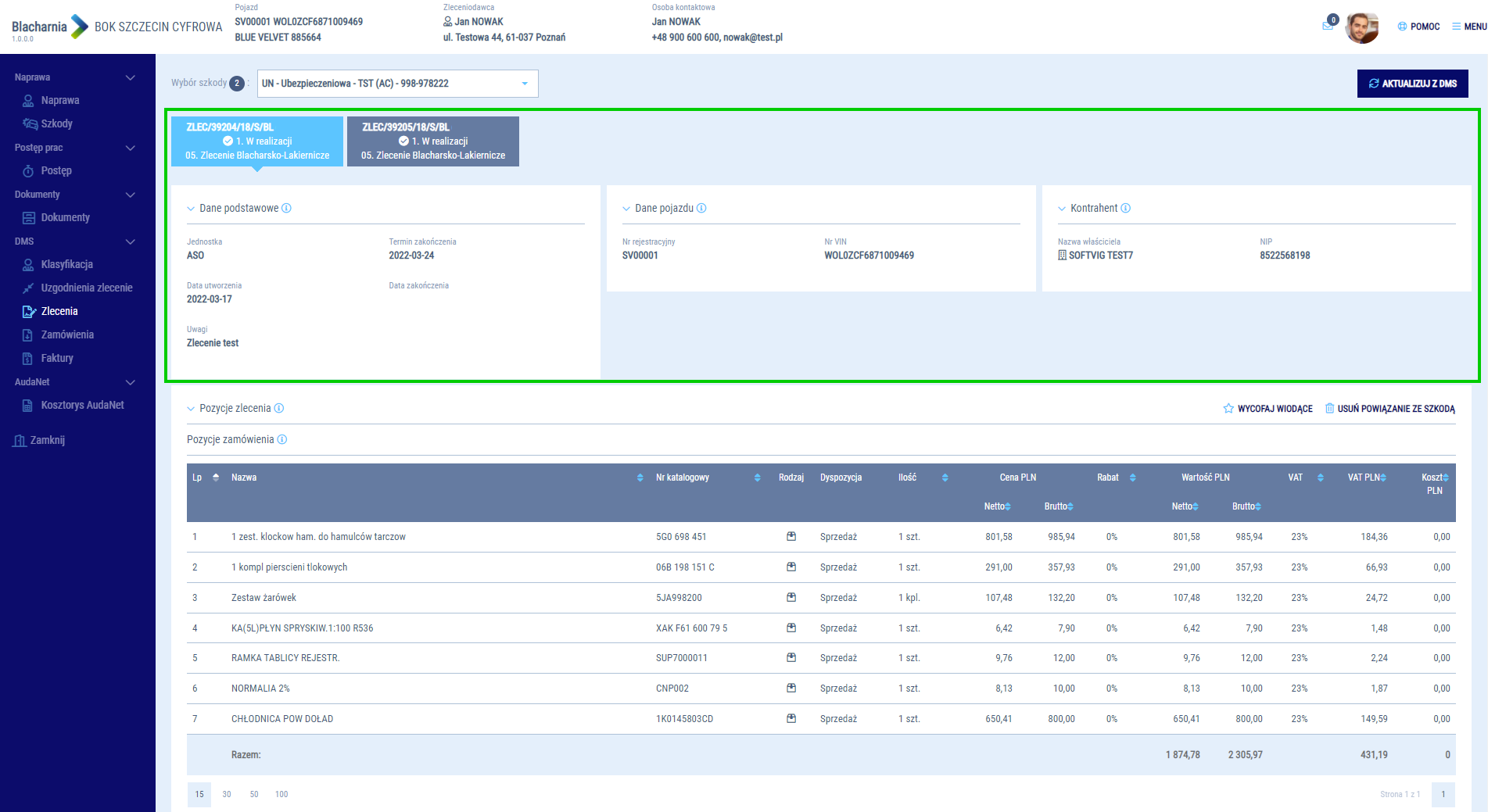 Powiązanie szkody ze zleceniem DMS (Krok 2 z 12) [Centrum Pomocy SVCloud]