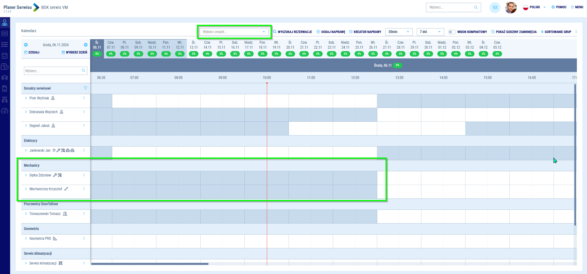 Kalendarz serwisu [Centrum Pomocy SVCloud]