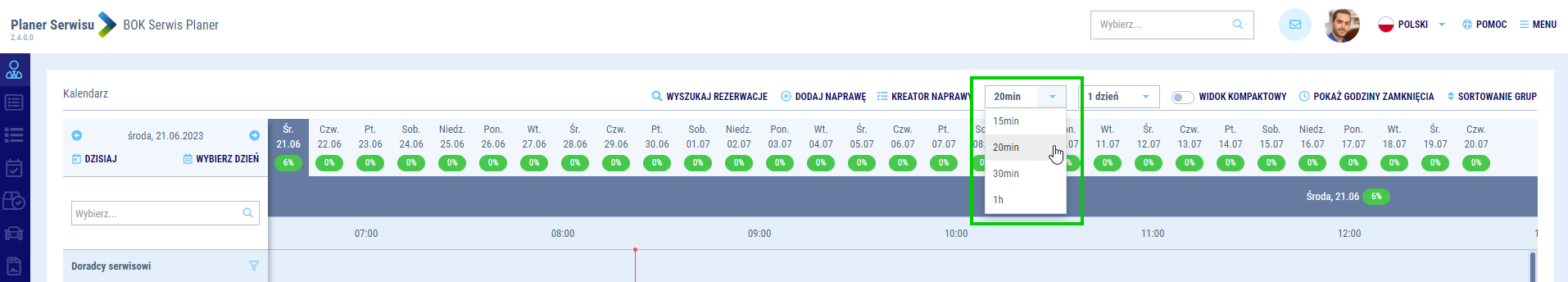 Kalendarz serwisu [Centrum Pomocy SVCloud]